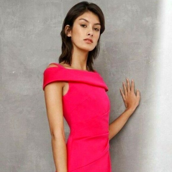 Karen Millen | Dresses | Karen Millen Raspberry Pink Off Shoulder ...